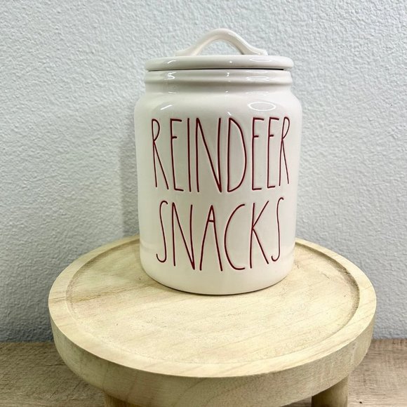 Rae Dunn | Kitchen | Rae Dunn Reindeer Snacks Canister Jar With Lid ...